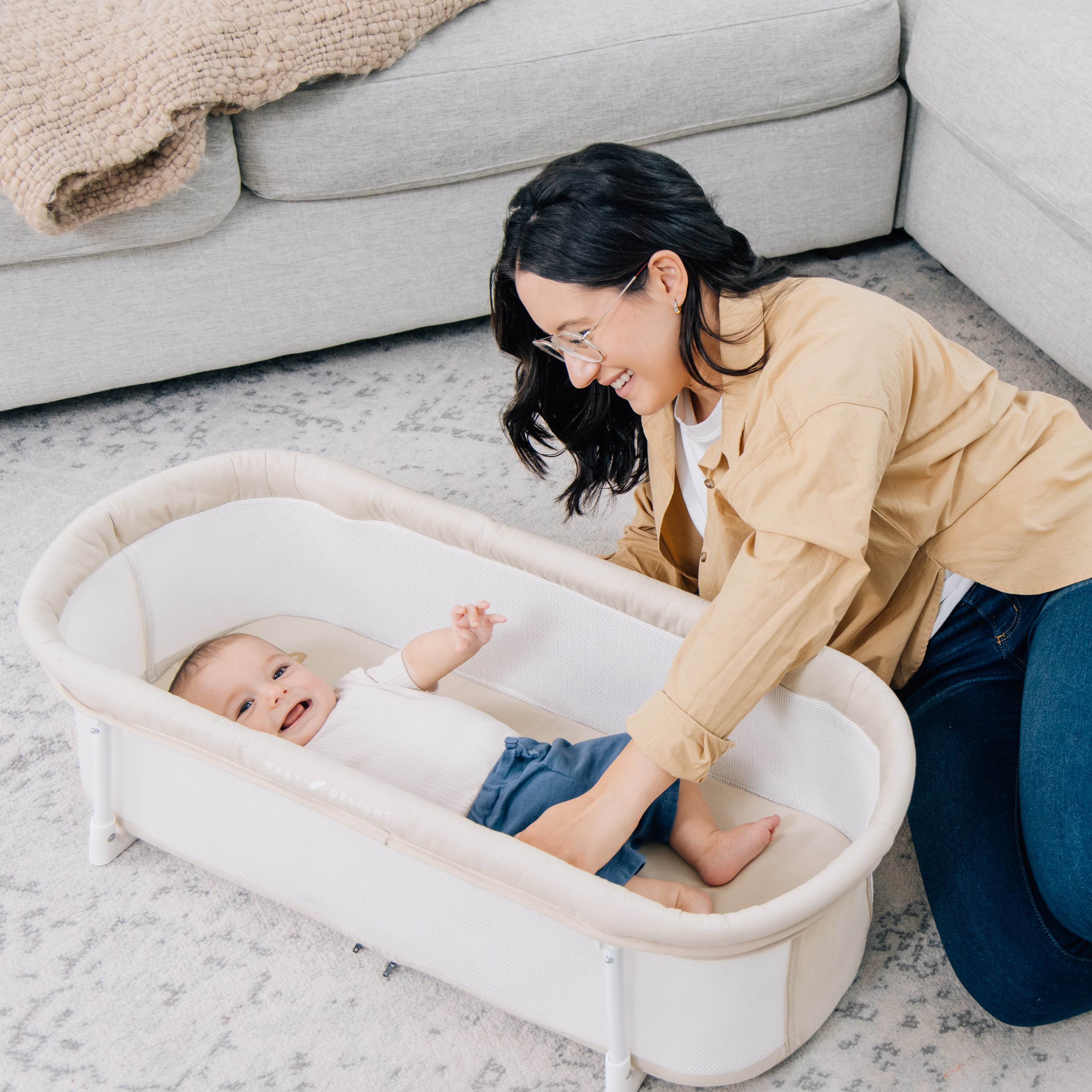 Snuggle Nest™ Organic Portable Bassinet - Organic Oat | Baby Delight