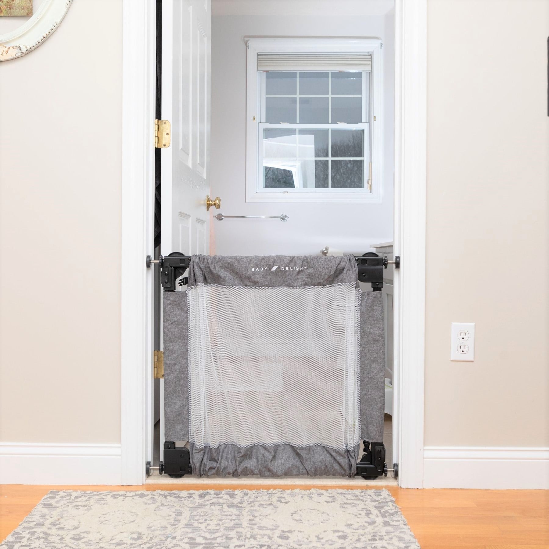 Span Expandable Folding Gate-Charcoal Tweed | Baby Delight